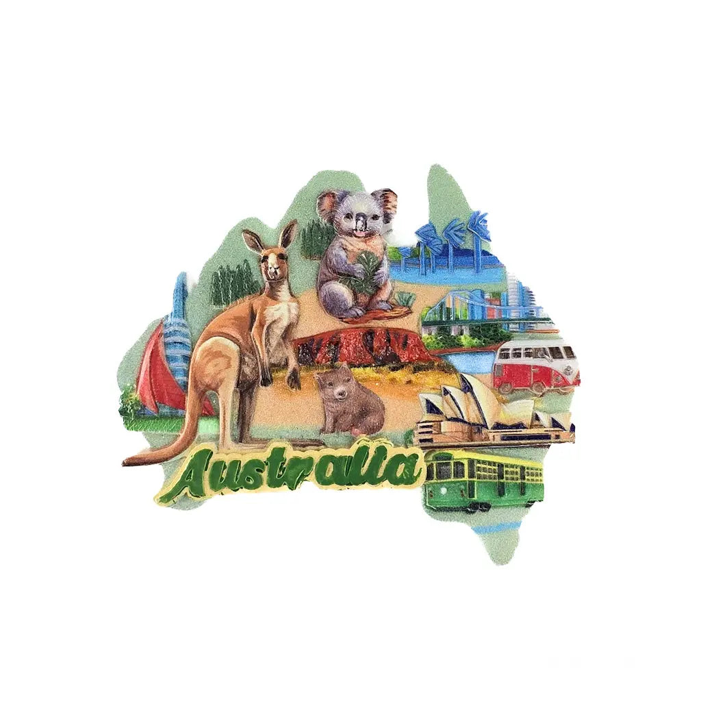 Australian Icons Map Fridge Magnet | Allanson Souvenirs
