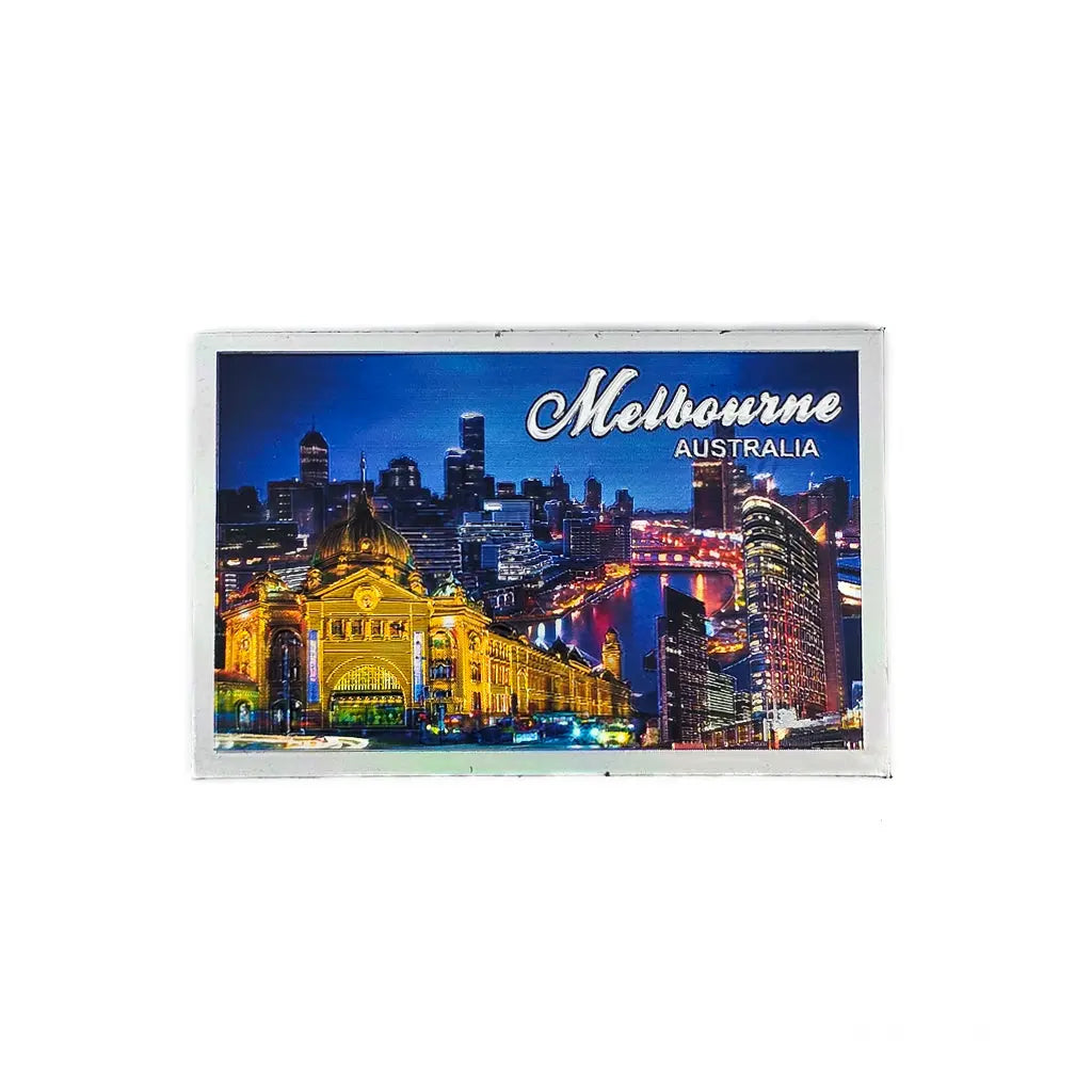 Melbourne Night Scenes Metallic Magnet | Allanson Souvenirs
